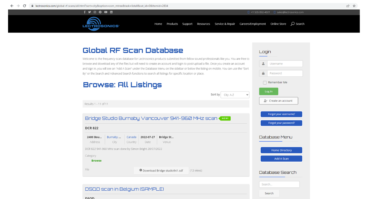 Lectrosonics Announces Global RF Scan Database - Mixonline