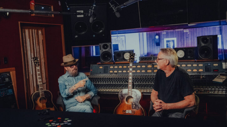 Engineer Ned Douglas & Producer Dave Stewart (standing) at Weapons of ...