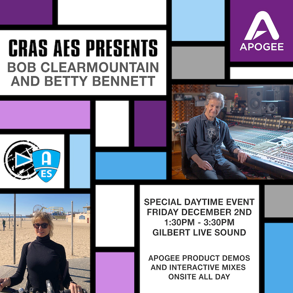 CRAS Announces AES Event with Bob Clearmountain and Apogee - Mixonline